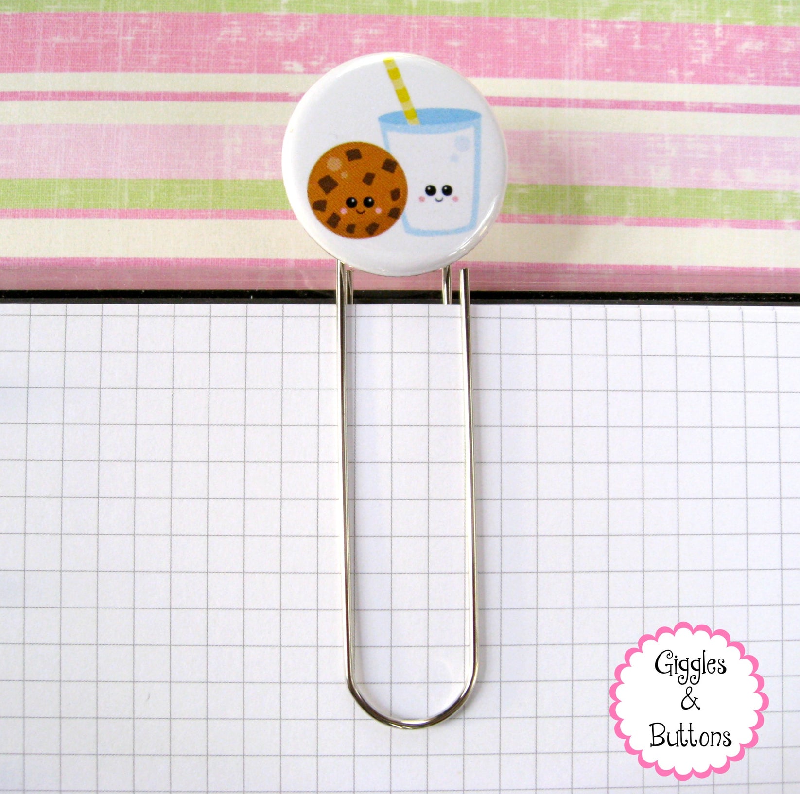 Cookie and Milk - Button Paper Clip - Planner, Bookmark – Annie's Paper ...