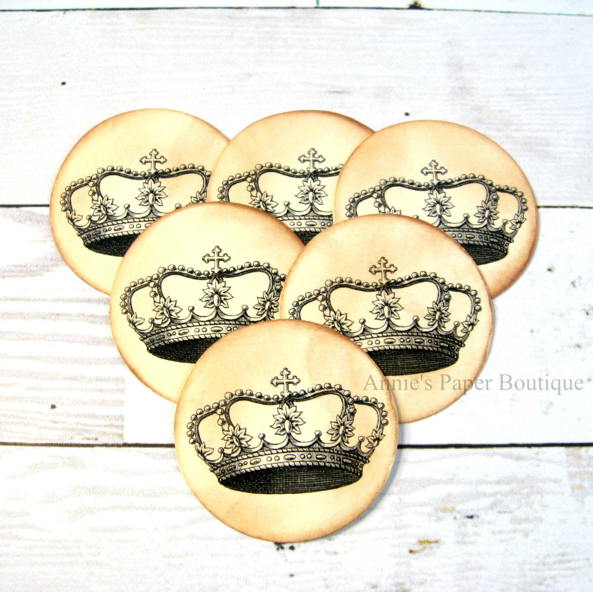 Round Crown Tags - Vintage Inspired, Junk Journal Supplies, Favors ...
